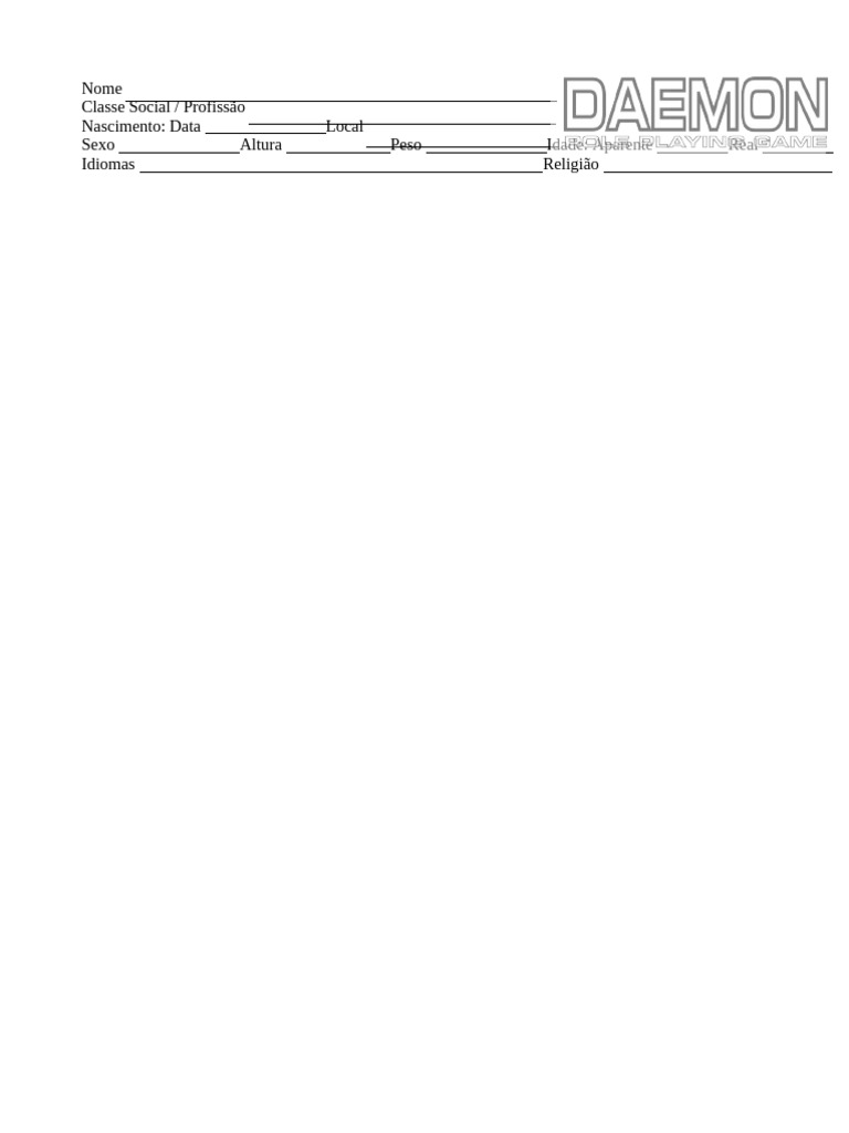 Ficha Daemon-Mighty Blade Evolution | PDF