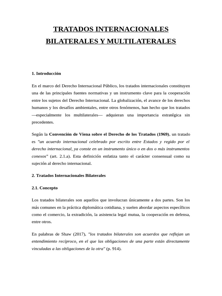 Tratados Internacionales Bilaterales y Multilaterales | PDF | Ley ...