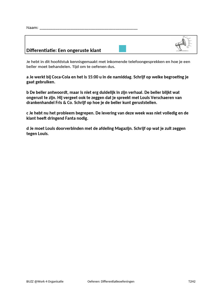 T2H2 DIFF Een Ongeruste Klant | PDF