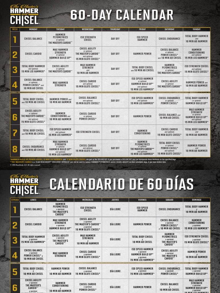 MHC Calendars Multi-Language | PDF | Physical Exercise | Physical Fitness
