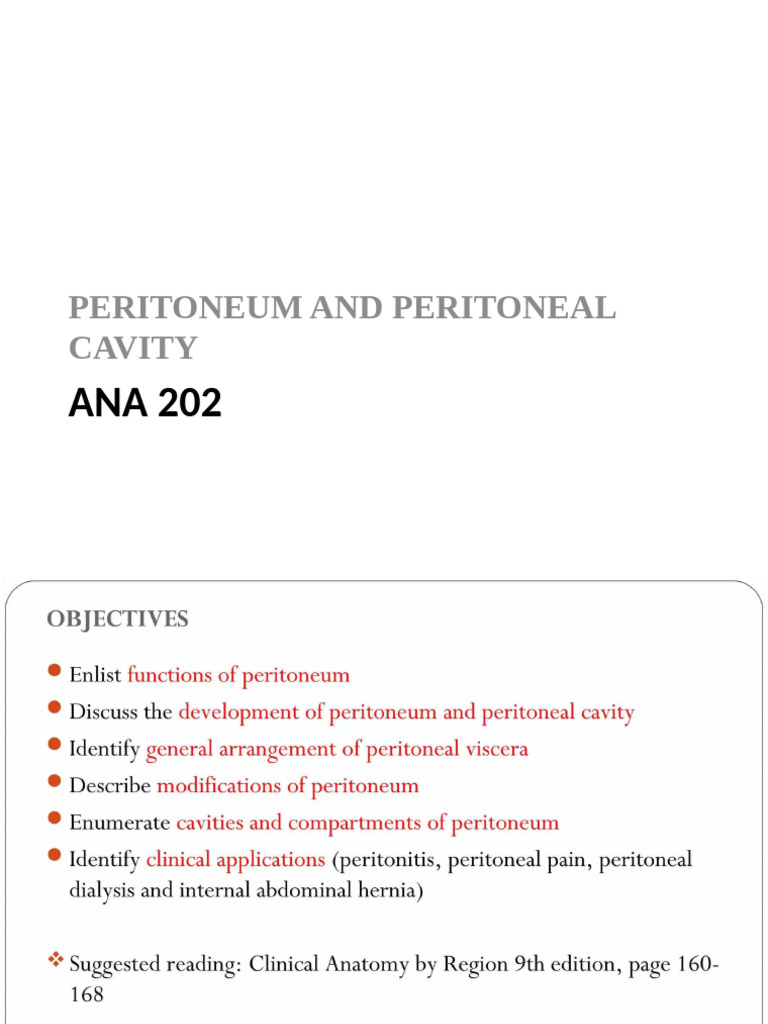 PERITONEUM AND PERITONEAL CAVITY | PDF