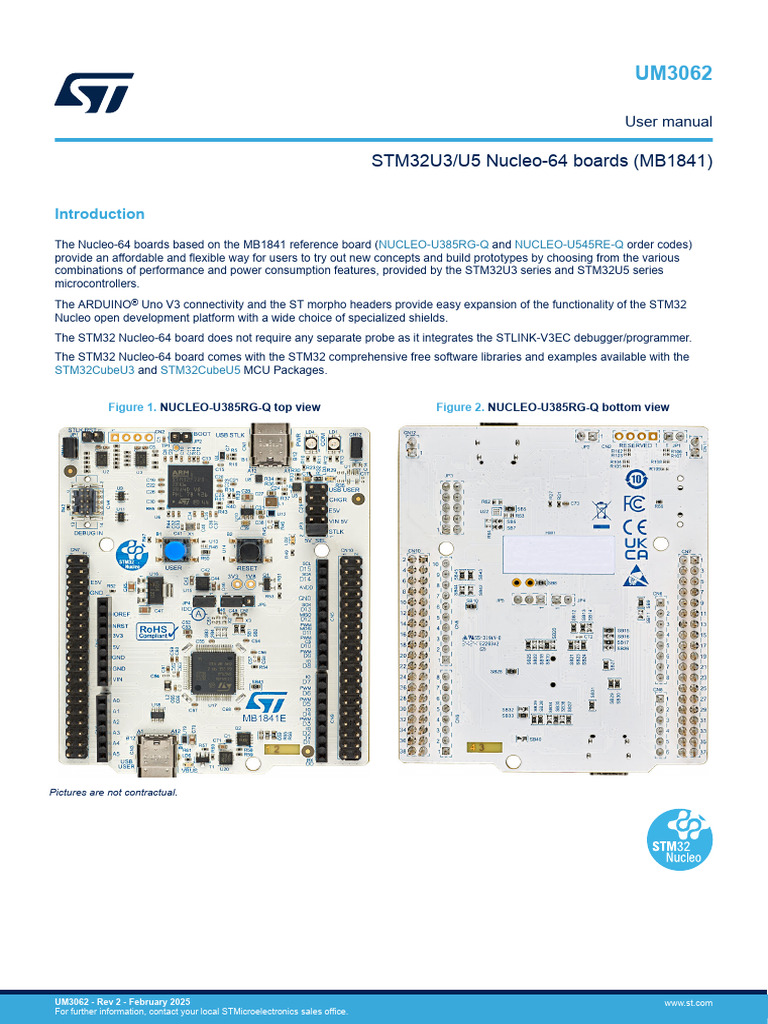 um3062-stm32u3u5-nucleo64-board-mb1841-stmicroelectronics | PDF | Microcontroller | Electronics