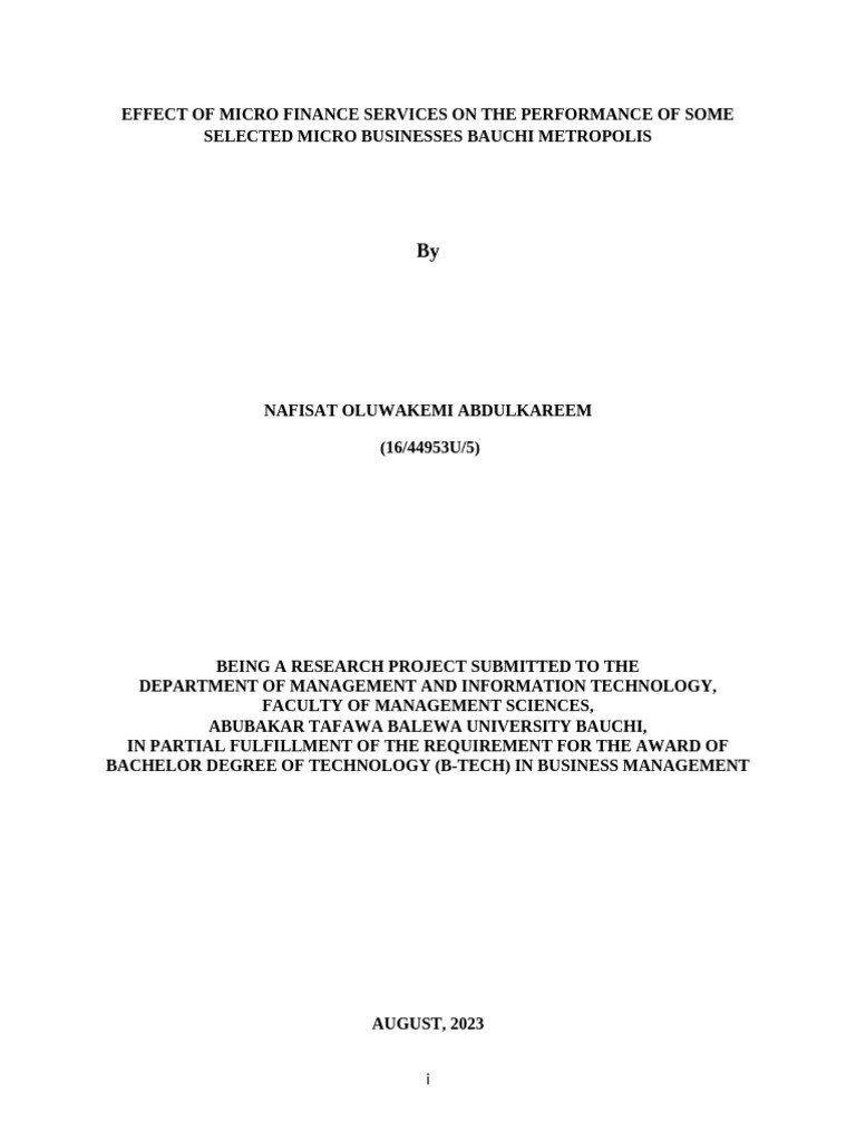 03 RE-NAFISAT my project correction | PDF | Microfinance | Entrepreneurship