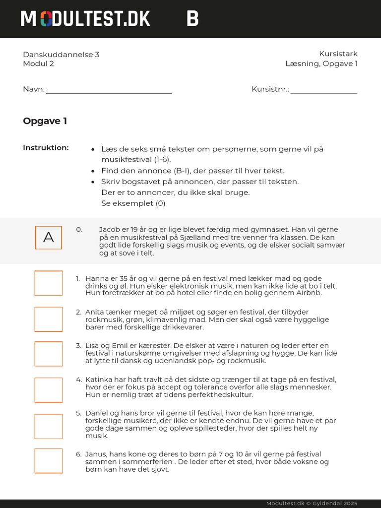 DU3 2 B Kursistark Marts 2025 | PDF