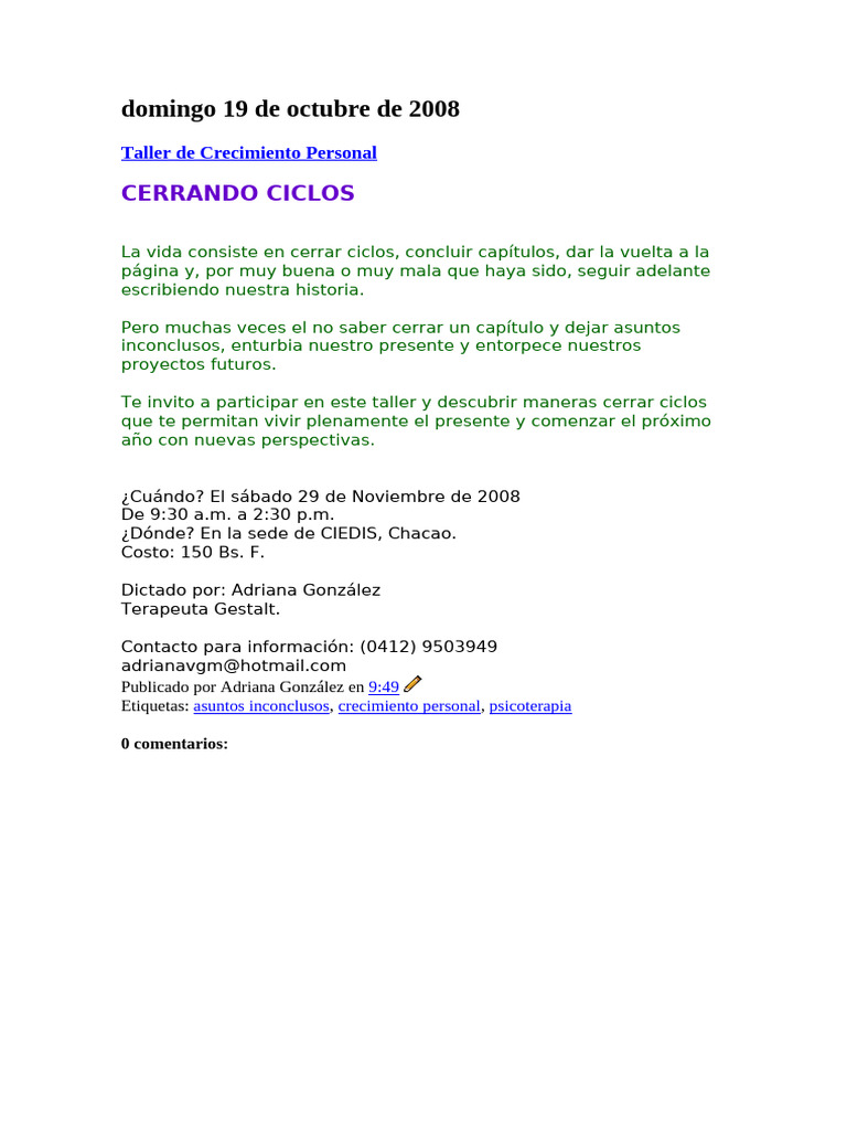 taller cerrando ciclos | PDF