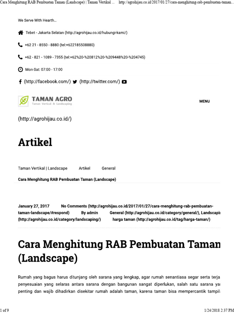 Cara Menghitung RAB Pembuatan Taman (Landscape) - Taman Vertikal - Landscape | PDF