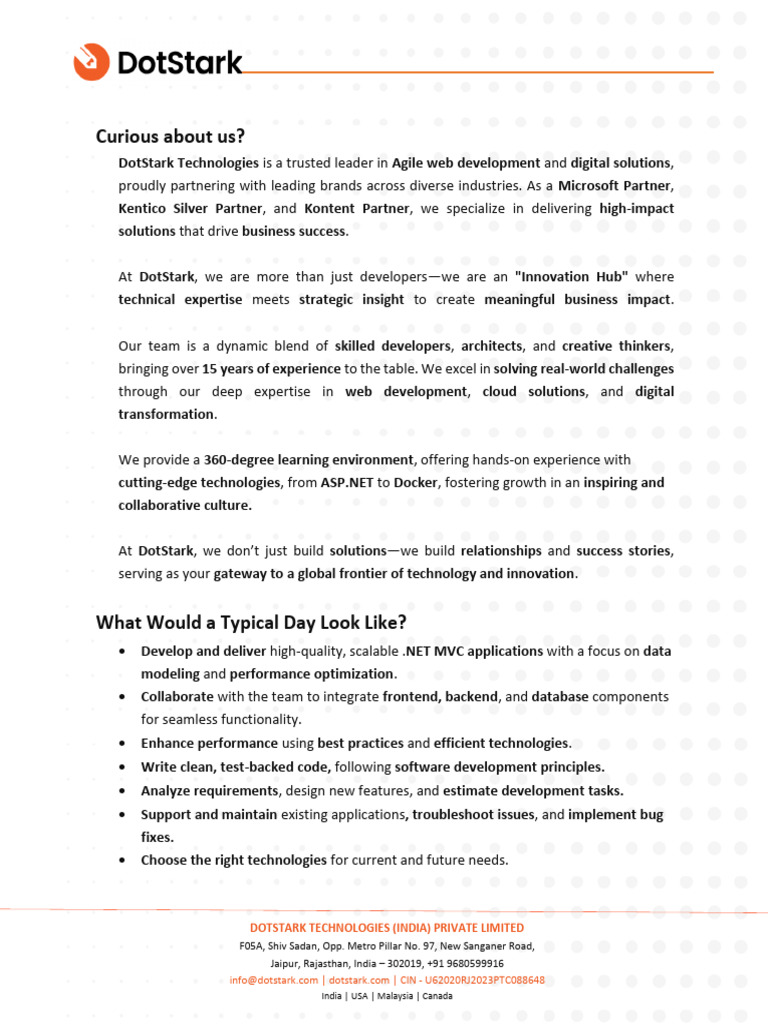 DotStark Technologies: Join Our Team! | PDF | Web Development ...