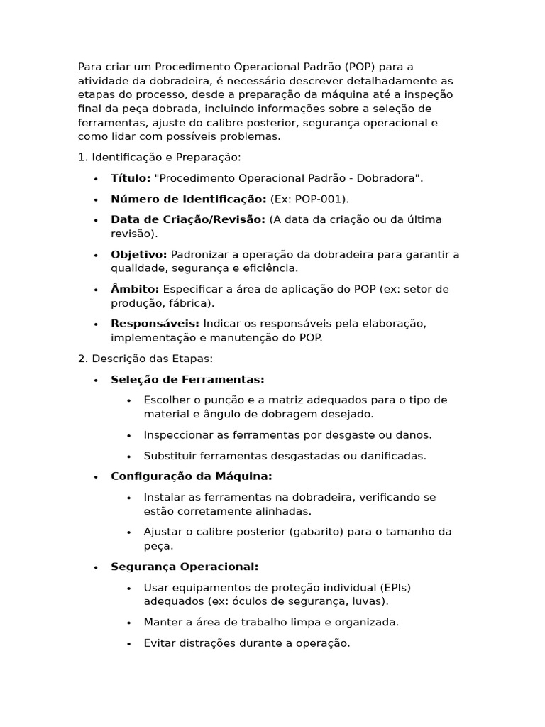 Procedimento Operacional Padrão | PDF | Ferramentas