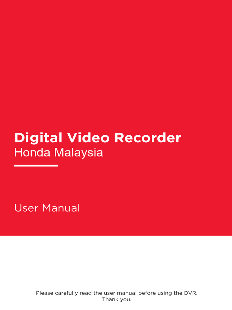 Honda DVR User Manual Overview | PDF | Smartphone | Digital Video Recorder