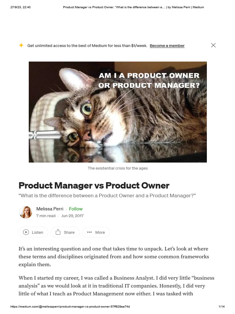 Product Manager Vs Product Owner. "What Is The Difference Between A - by Melissa Perri - Medium ...