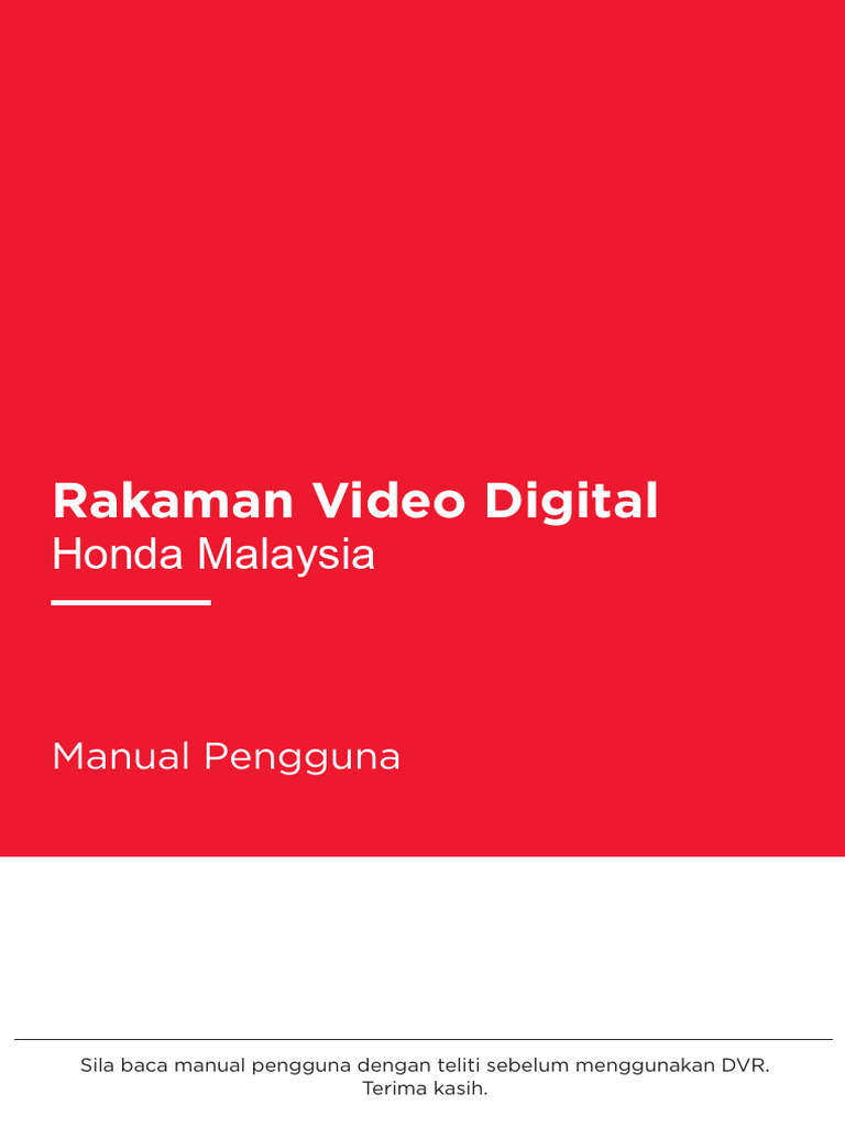 Honda DVR User Manual BM | PDF