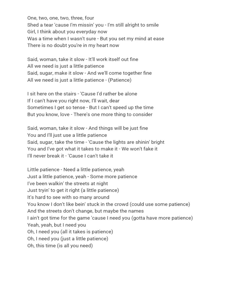 Guns N' Roses: Patience Lyrics | PDF