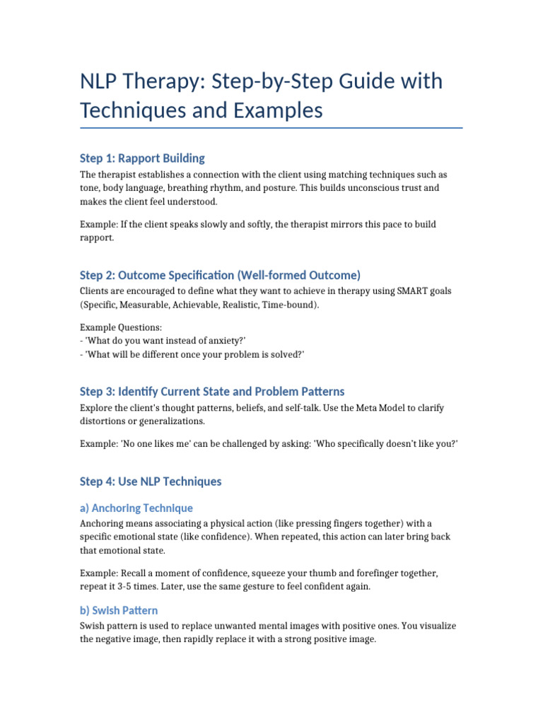 NLP_Therapy_Guide_with_Examples | PDF | Neuro Linguistic Programming ...