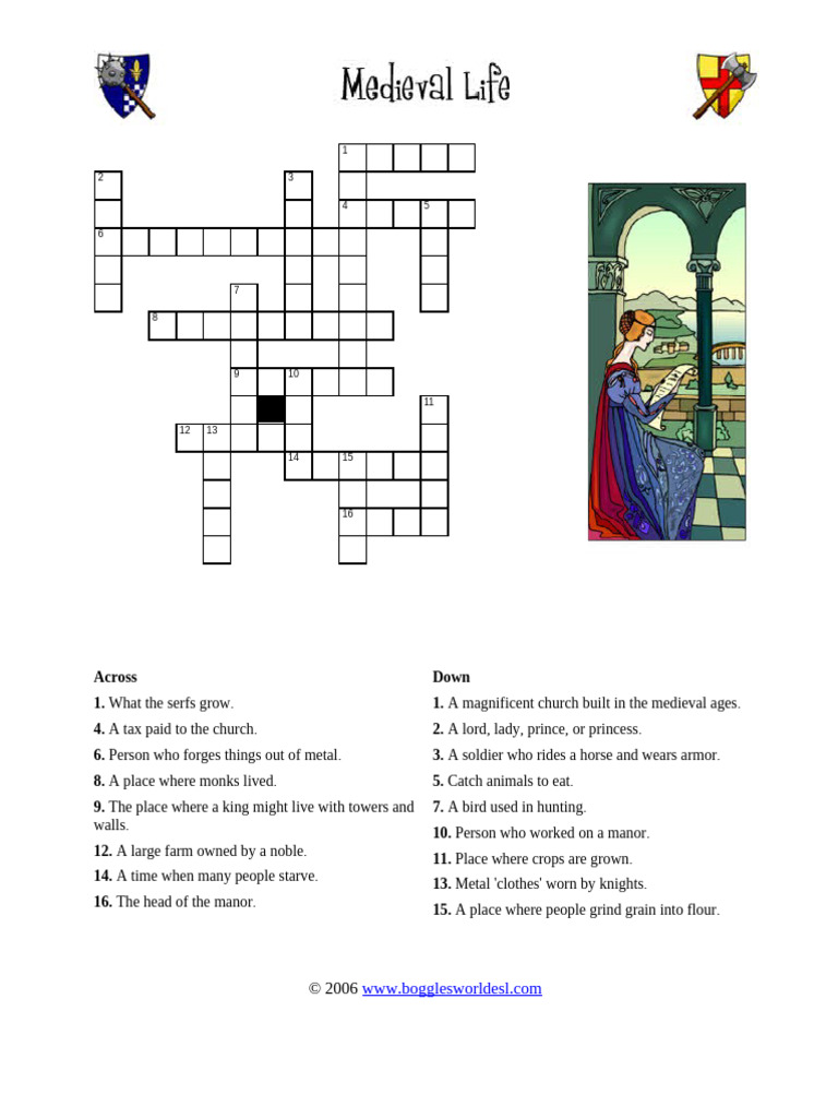 Medieval Crossword Puzzle Clues | PDF