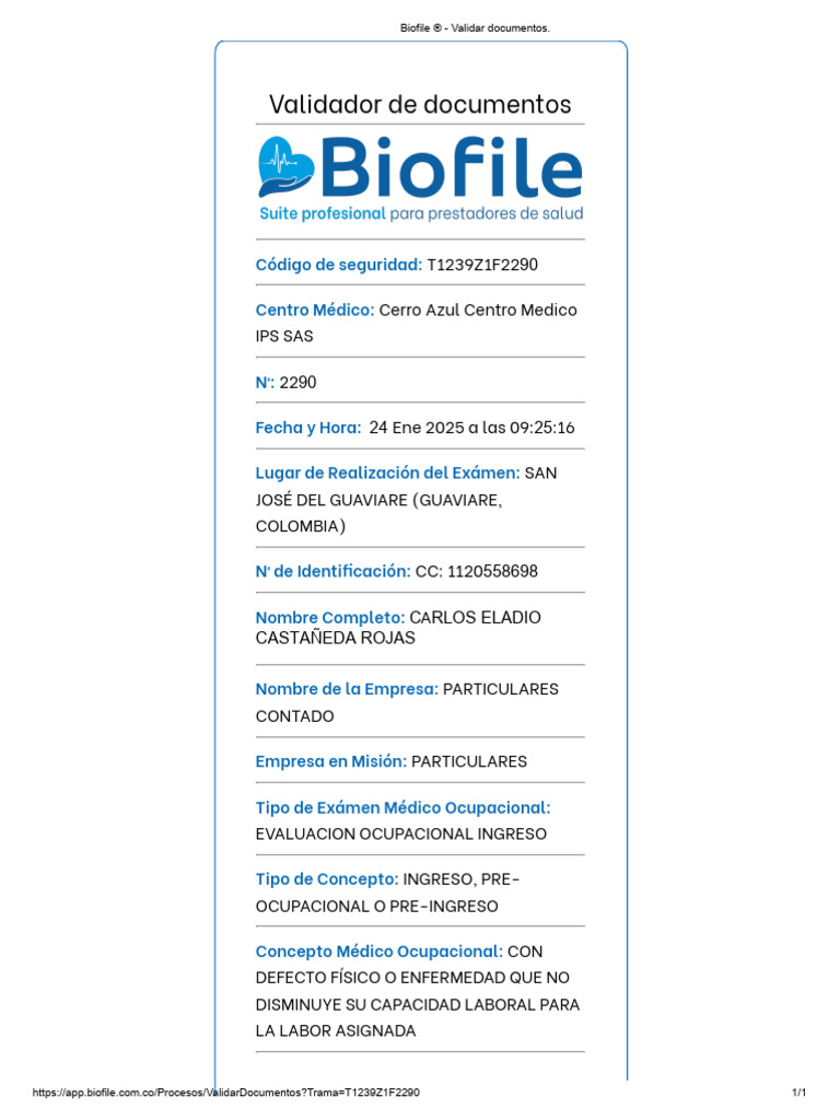 Biofile ® - Validar Documentos | PDF