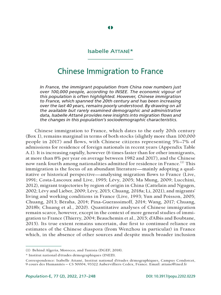 Insights on Chinese Immigration to France | PDF | Cost Of Living ...