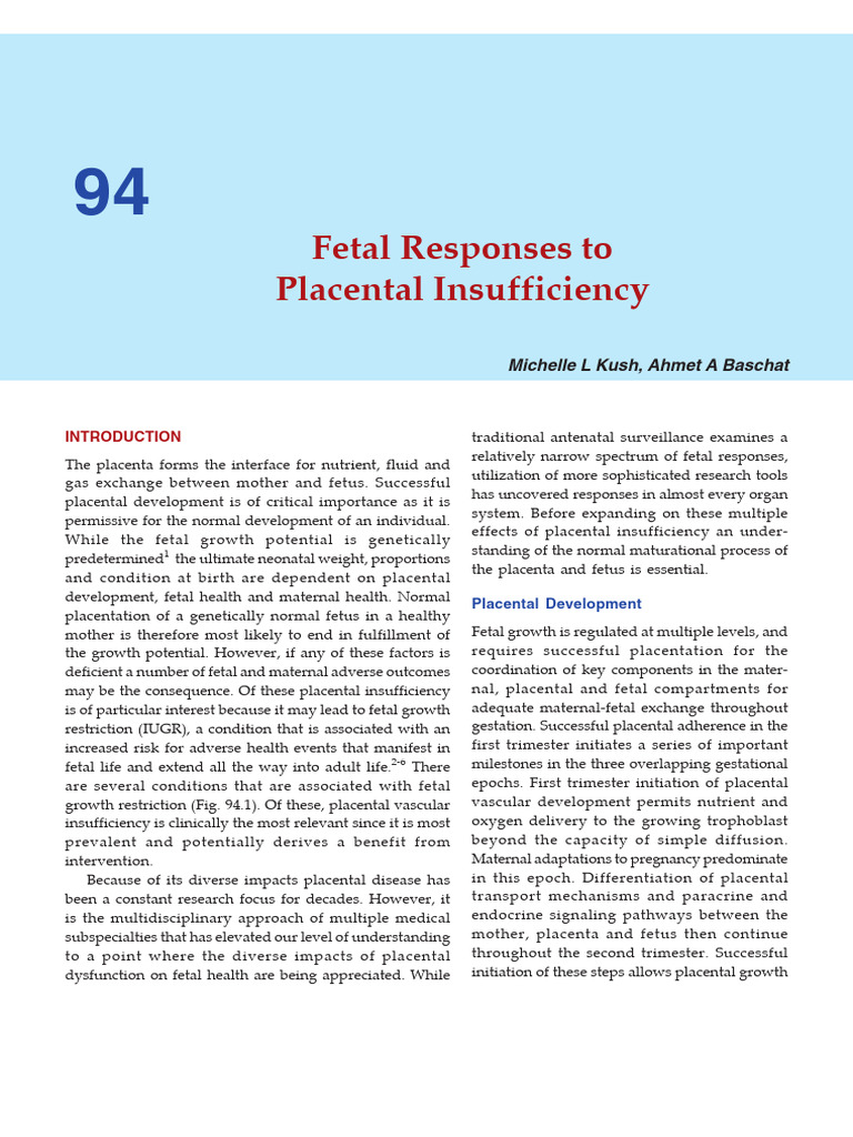 Fetal Responses To Placental Insufficiency | PDF | Placenta | Fetus