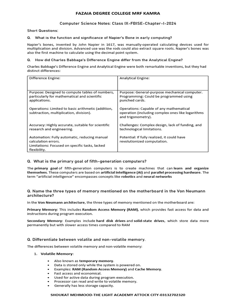 What Is The Function and Significance of Napier | PDF | Computer Data ...