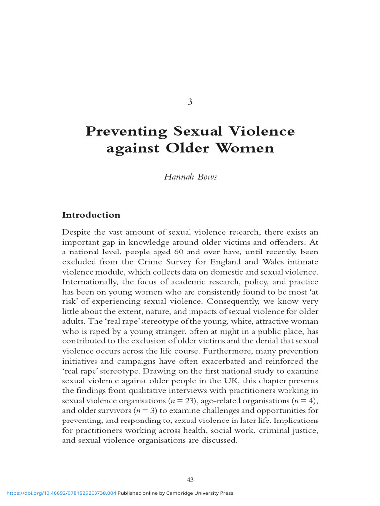 Preventing Sexual Violence Against Older Women | PDF | Intersectionality | Violence
