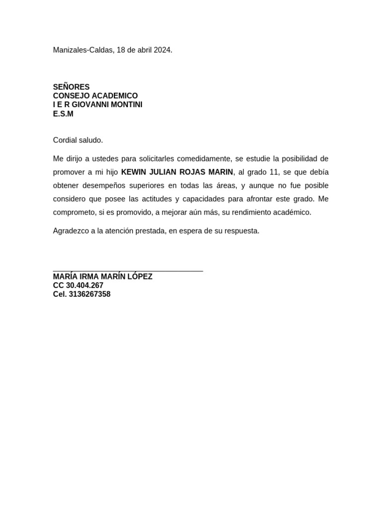 Carta Promocion | PDF