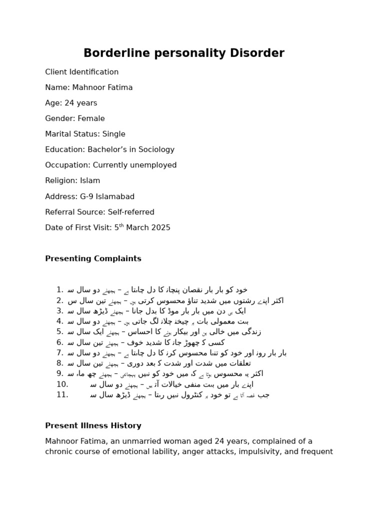 Borderline personality Disorder | PDF | Dialectical Behavior Therapy ...