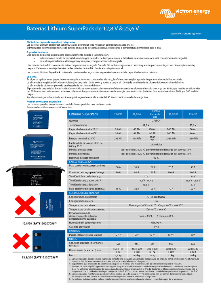 Baterías Lithium SuperPack: Eficiencia y Seguridad | PDF | Batería de ...
