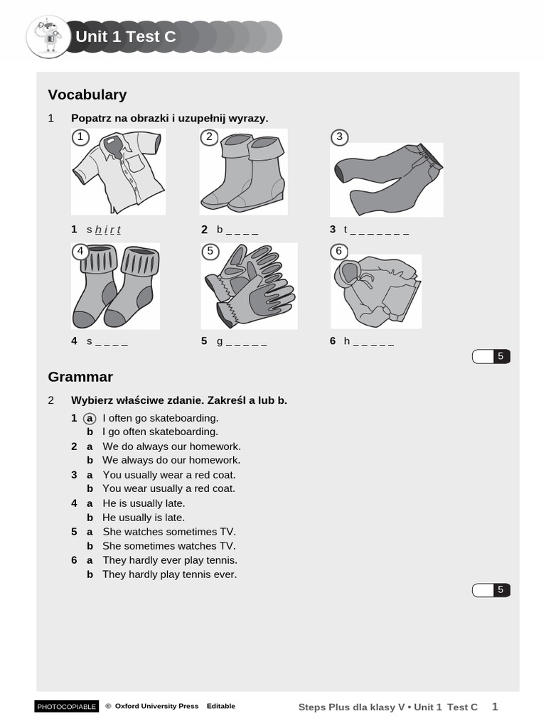 06 - Steps Plus Dla Klasy V U1 C | PDF | Animals And Humans