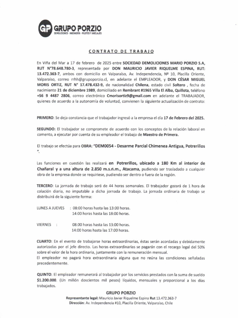 contrato de Cesar Moris | PDF