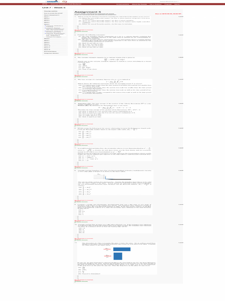 boundary layer and turbulent flow nptel assignment | PDF
