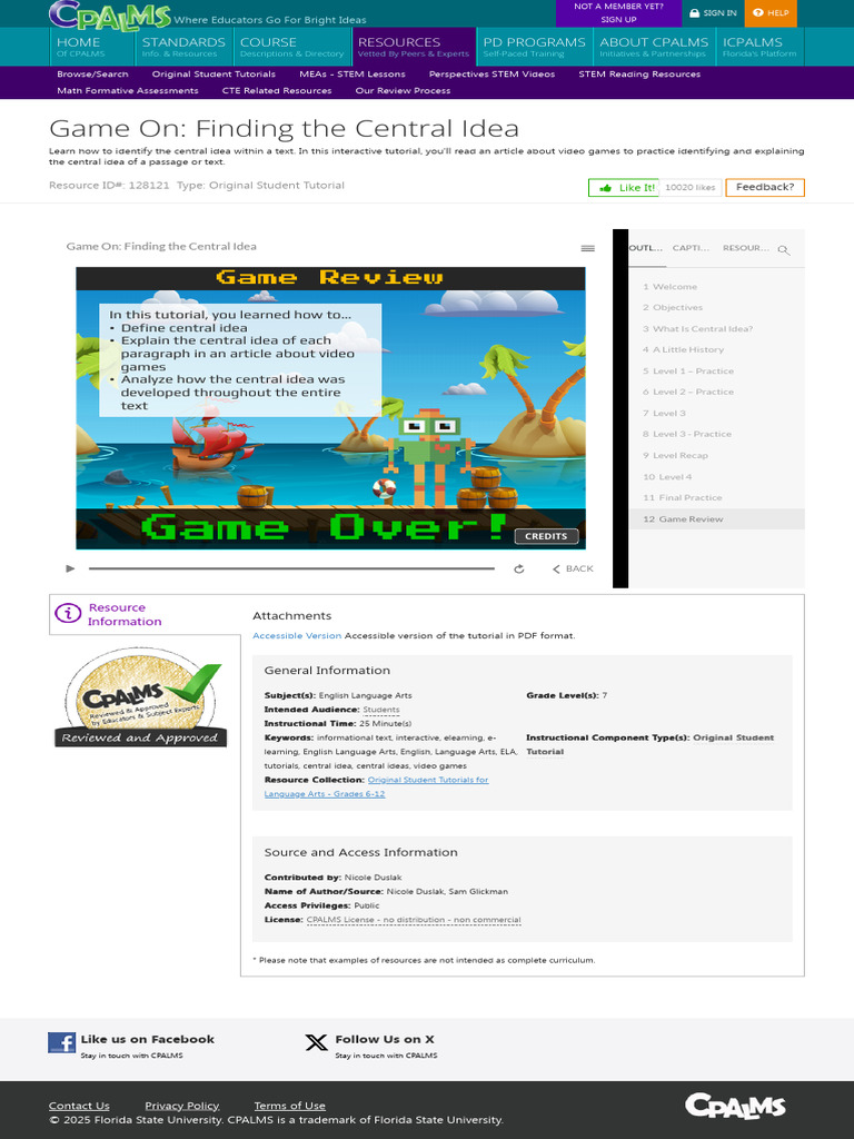 Game On Finding The Central Idea Learn How To Identify The Central Idea ...