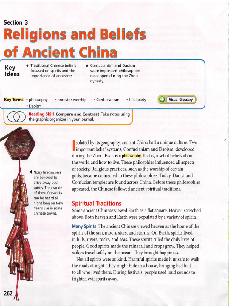 MWH-Ancient China Ch. 8 Sect. 3 Religions Pages 262-267 | PDF