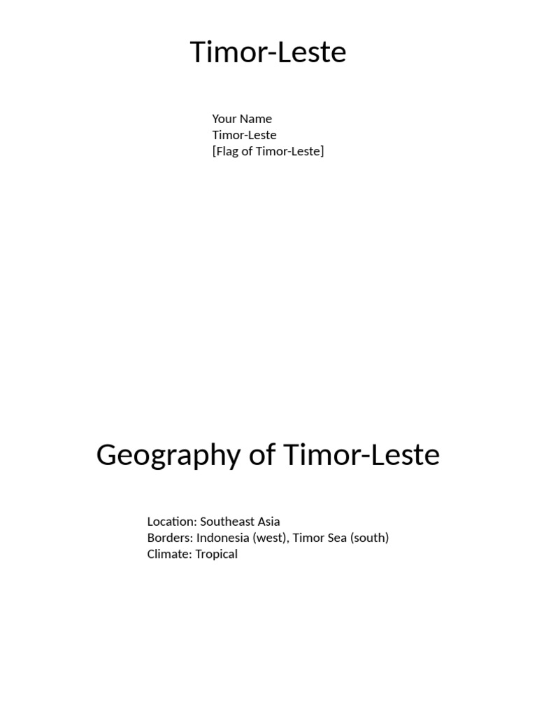 Overview of Timor-Leste: Geography, Culture, and Cuisine | PDF
