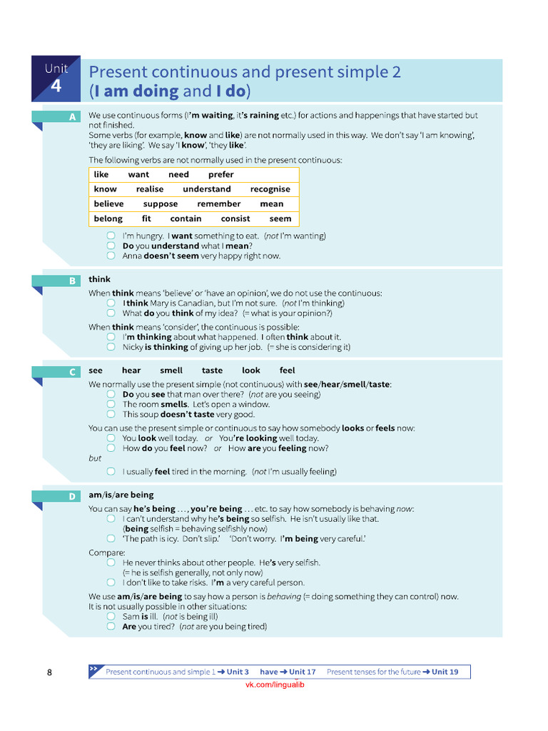 Present Continuous and Present Simple 2 | PDF