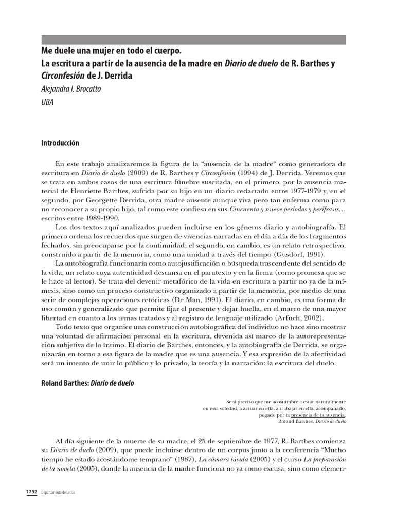 Brocatto Me Duele Una Mujer en Todo El Cuerpo. | PDF | Autobiografías ...