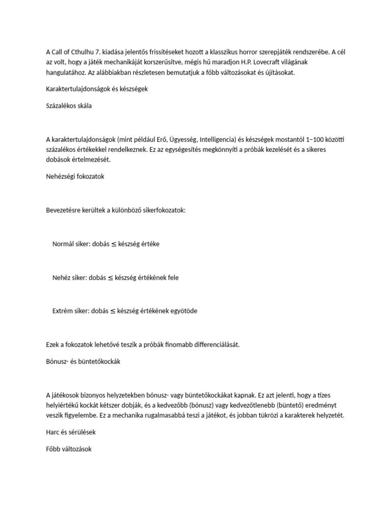 Call of Cthulhu 7e RPG Ismertető | PDF