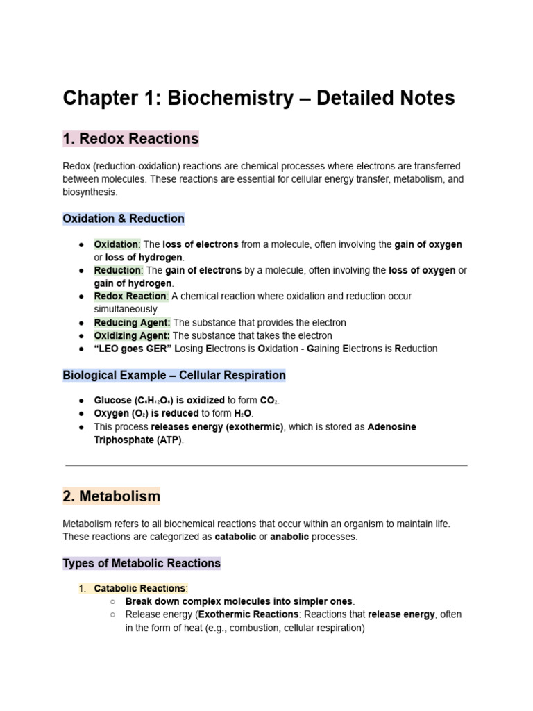Chapter 1 Bio Notes | PDF | Dna | Rna