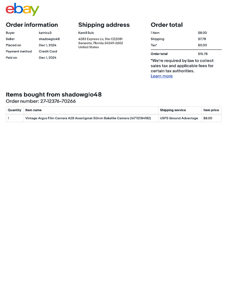 Argus Film Camera A2B - Ebay | PDF