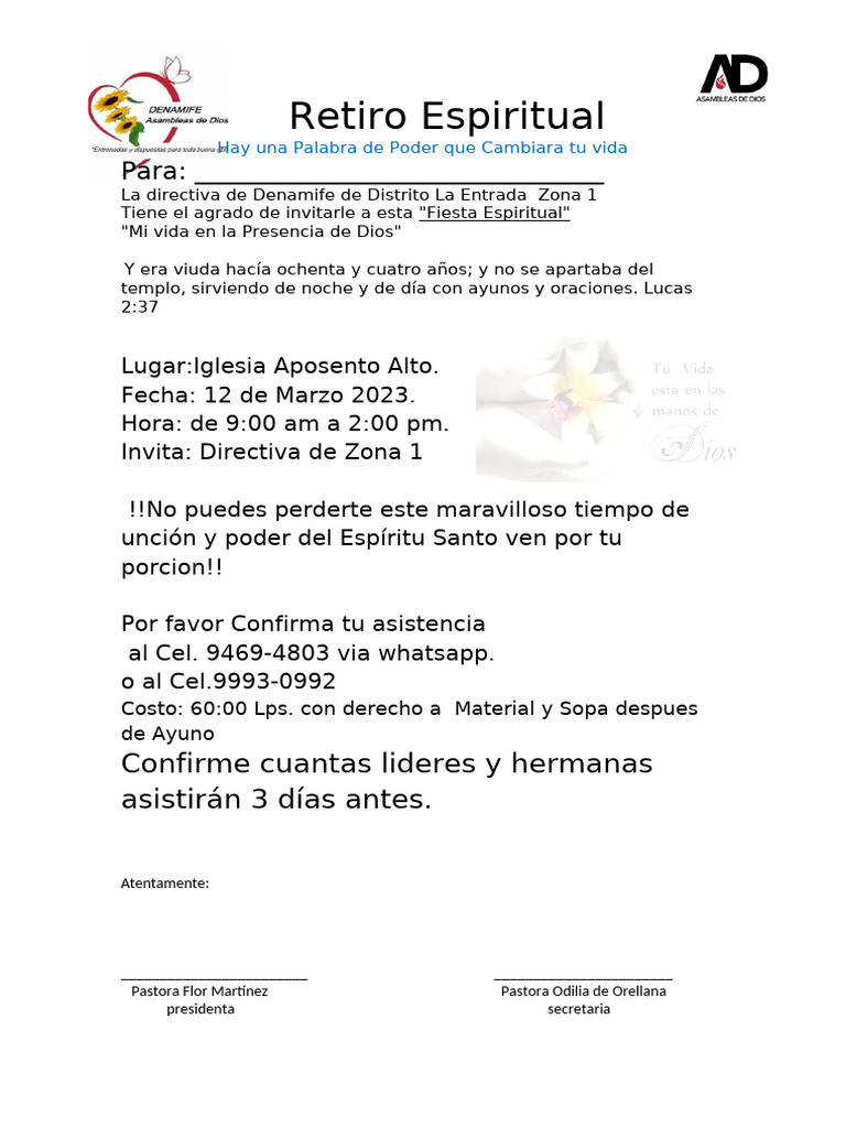 Retiro Espiritual invitacion | PDF