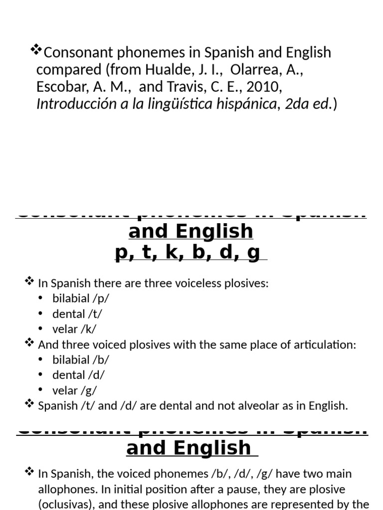 English and Spanish Consonants | PDF | Consonant | Phoneme