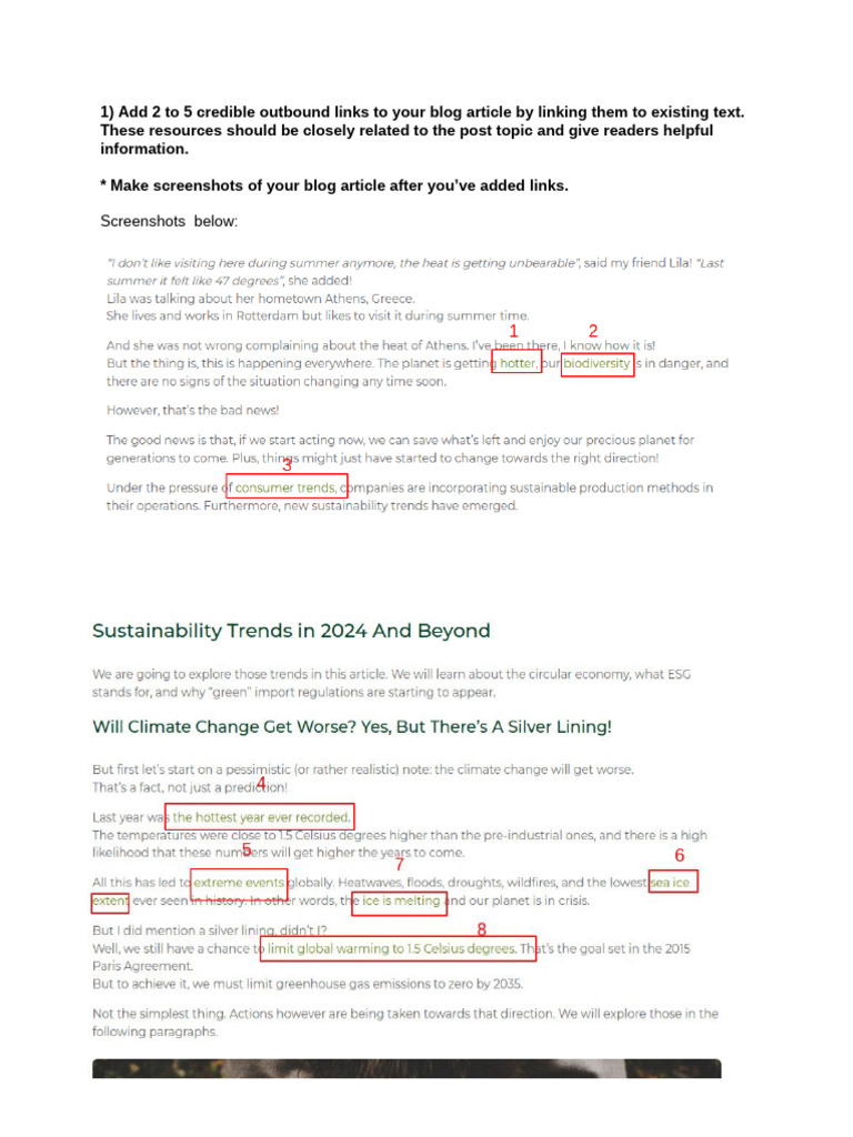 Part 1 Exercise 2.2. Task | PDF | Environmental Issues | Environmental Impact