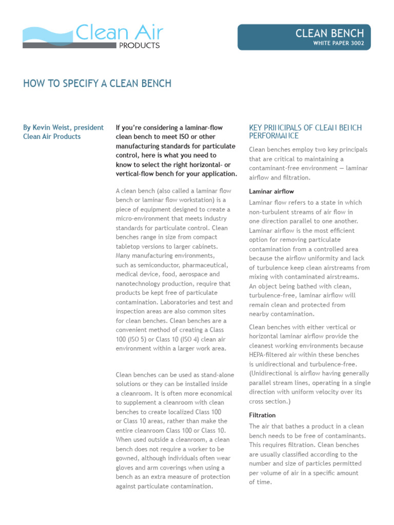 Selecting the Right Clean Bench | PDF | Mechanical Engineering