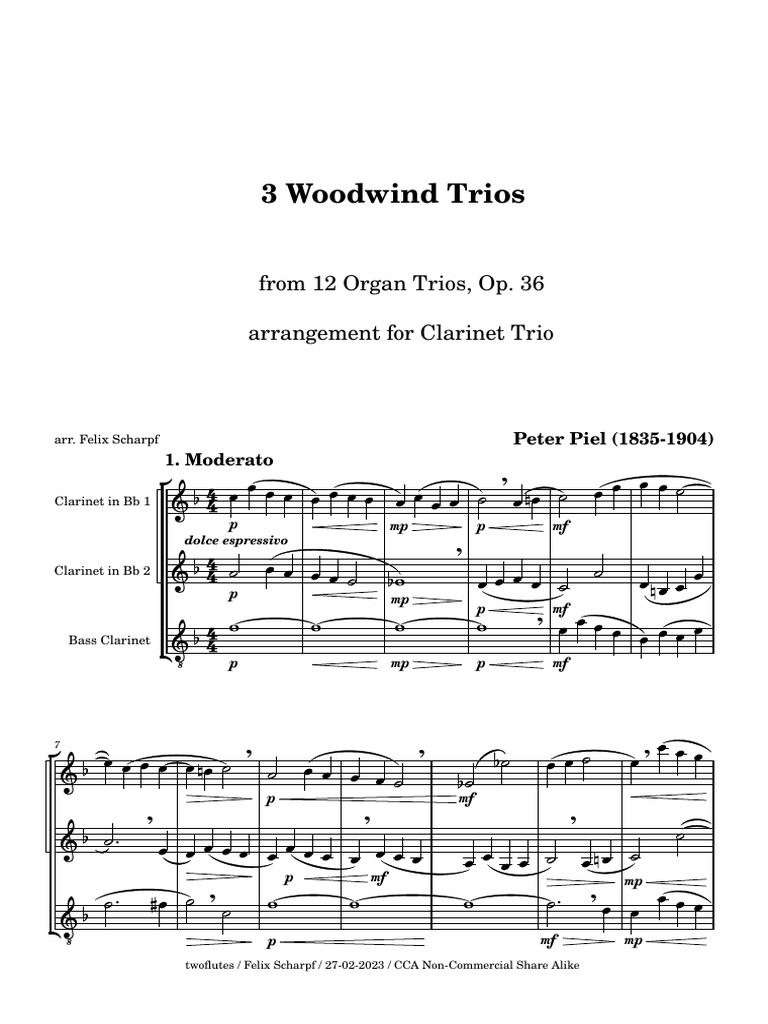 3 Woodwind Trios Op. 36 - Peter Piel - Arr. For Clarinet Trio | PDF ...
