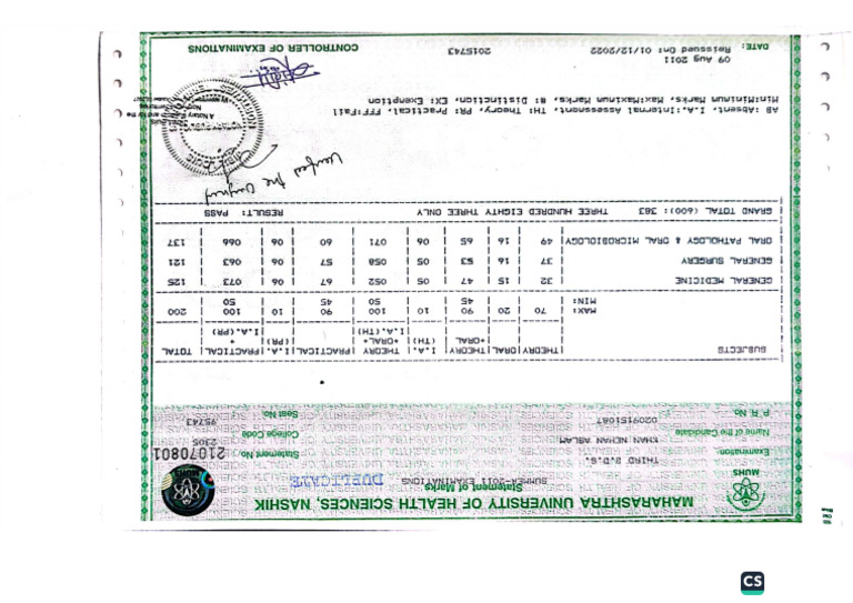 BDS Transcript Third Year | PDF