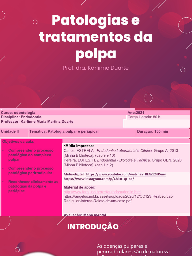 Pulpalgia Hiper-Reativa e Tratamentos | PDF | Especialidades médicas ...