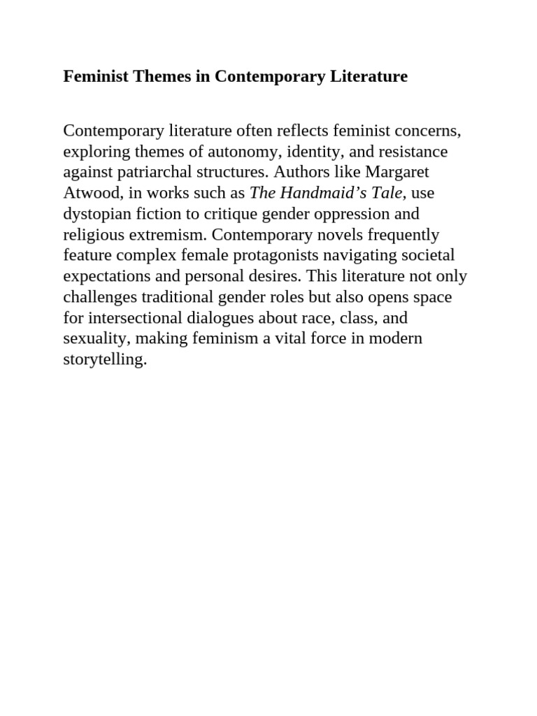 Feminist Themes in Contemporary Literature: The Handmaid's Tale | PDF