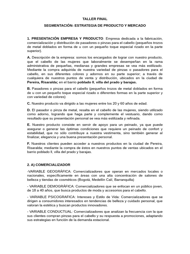 Taller Final Segmentos 11111 | PDF | Moda