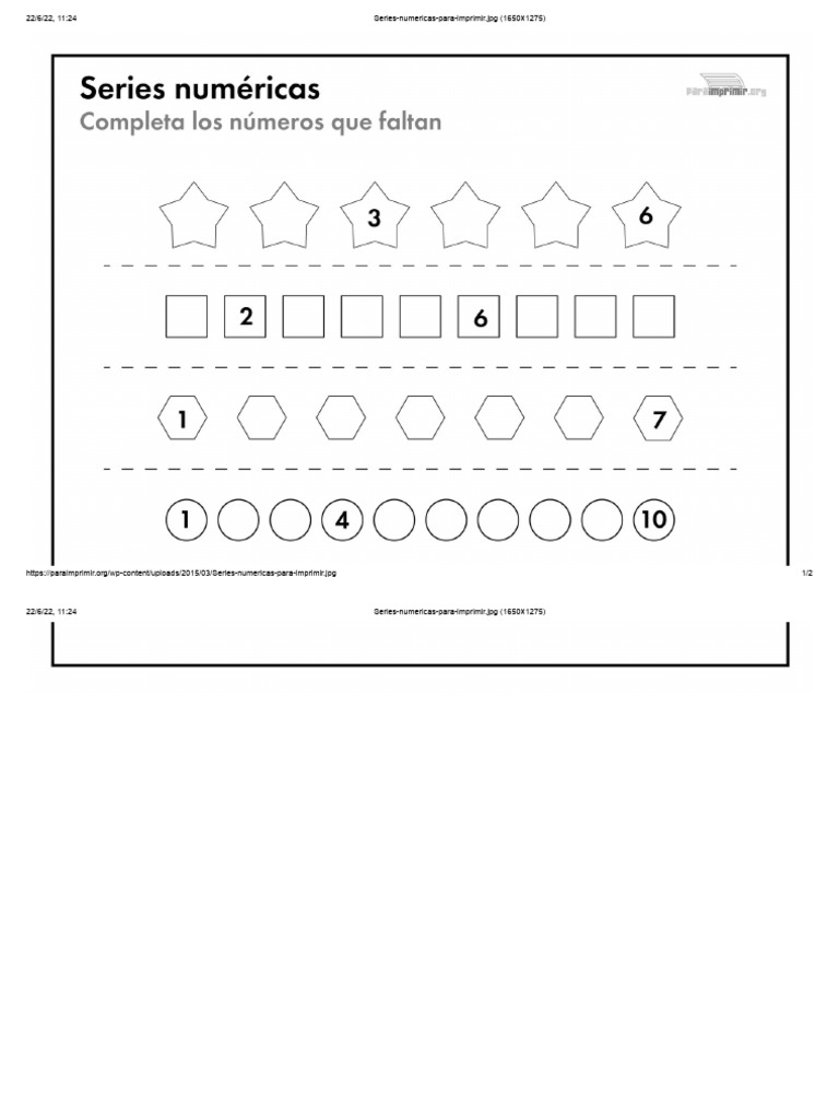 Series Numericas para Imprimir | PDF