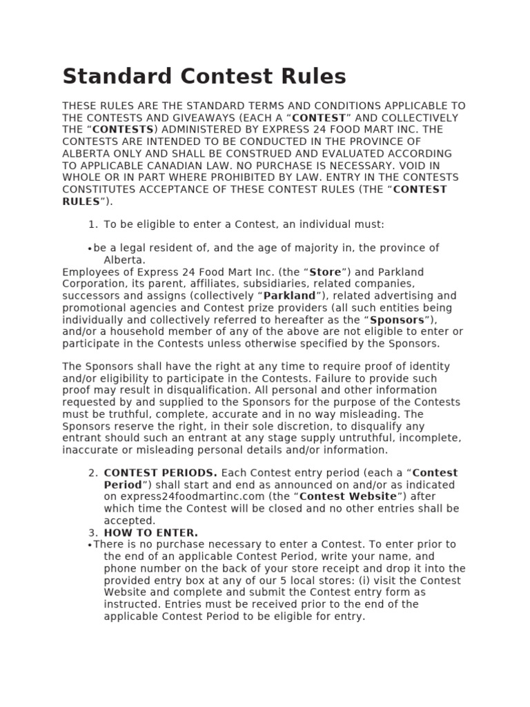 Standard Contest Rules | PDF | Copyright | Facebook