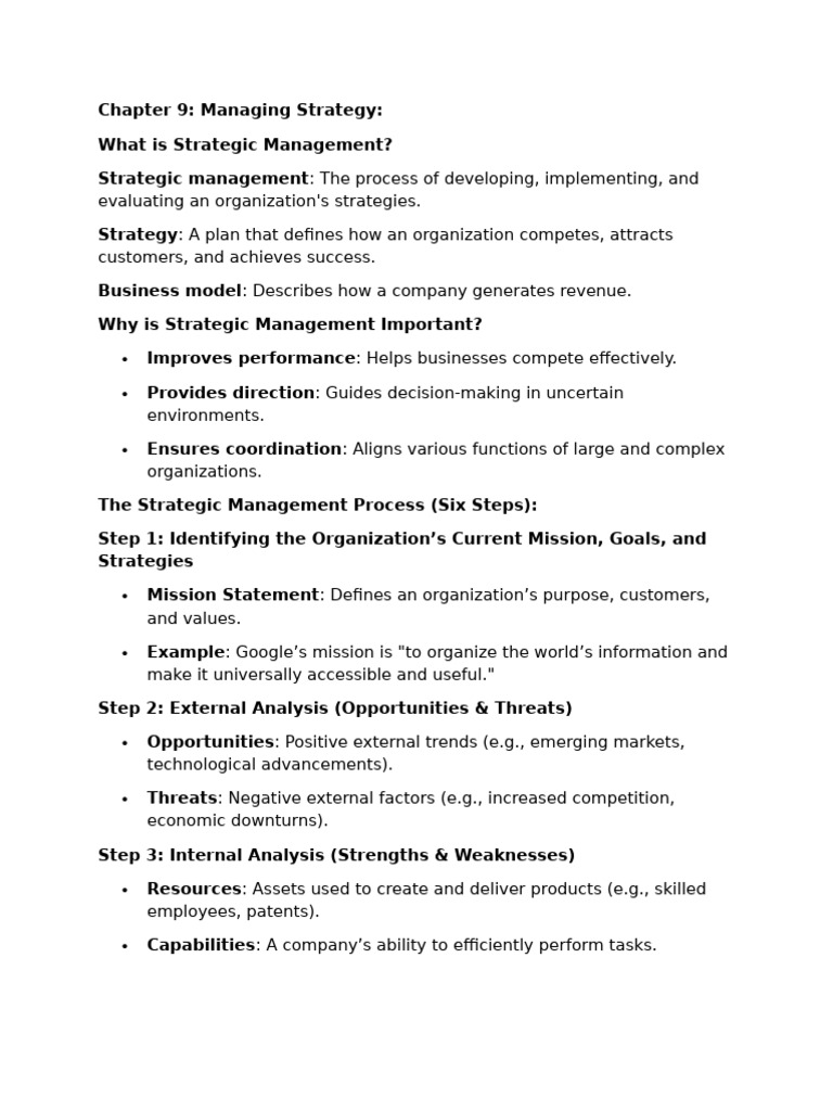 Chapter 9 Managing Strategy | PDF | Strategic Management | Economies