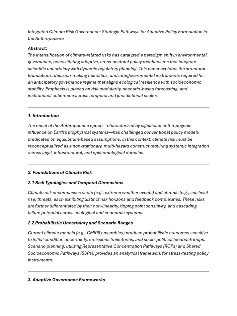 Climate Risk Governance Strategies | PDF | Governance | Policy